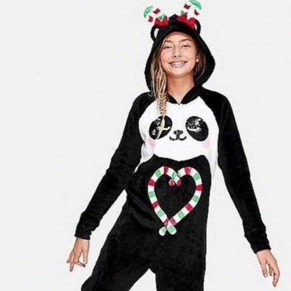 Justice | Pajamas | Nwt 8 2 Panda Bear Sequins Hoodie Justice Sleeper ...